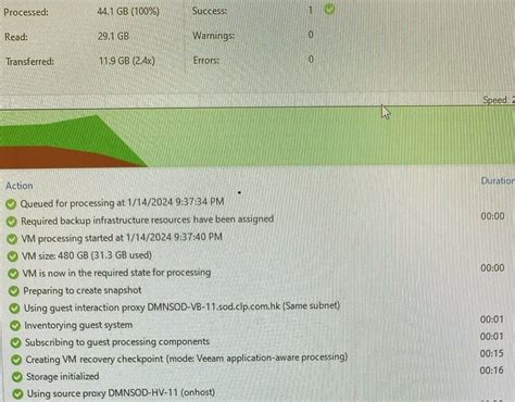 Creating VM Recovery Point But Failed To Finalize Guest Processing