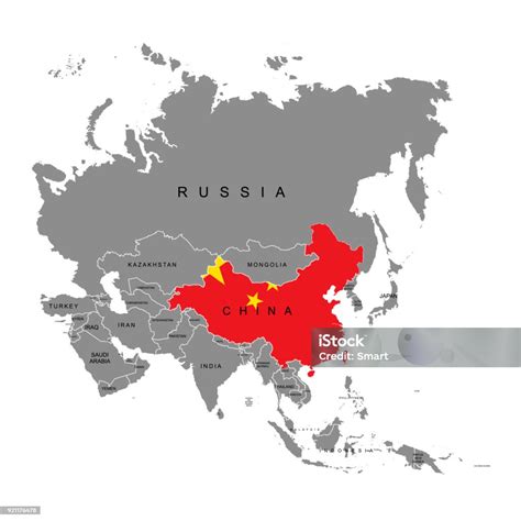 영토의 중국 아시아 대륙에 중국의 국기입니다 벡터 일러스트 레이 션 중국에 대한 스톡 벡터 아트 및 기타 이미지 중국 지도 행성 Istock