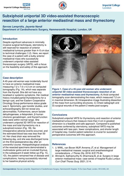 Pdf Subxiphoid Uniportal 3d Video Assisted Thoracoscopic Resection Of A Large Anterior
