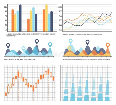 flowcharts with information in visual form data stock vector