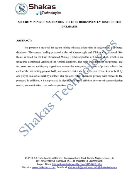 Secure Mining Of Association Rules In Horizontally Distributed Databases Pdf