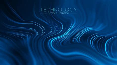 Technology Blue Wave Vector Technological Background Abstract Connected Wave Digital Waves