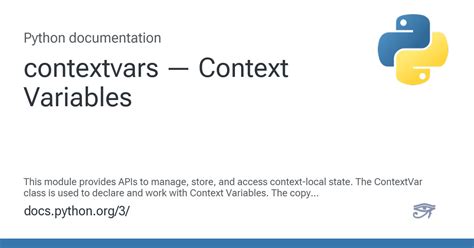 Contextvars — Context Variables — Python 3137 Documentation