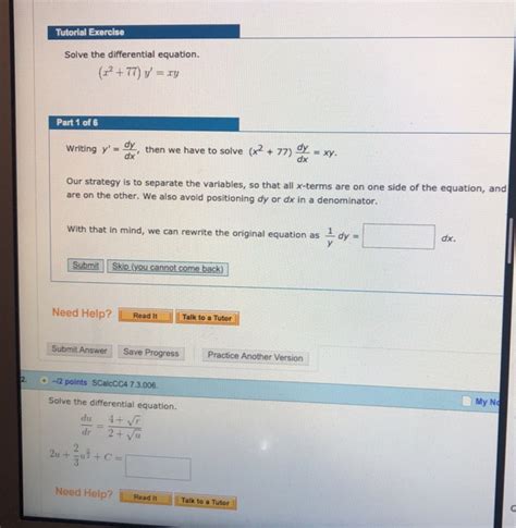 solved tutorial exercise solve the differential equation 2
