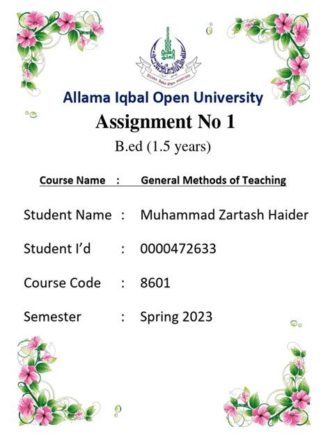 Research Based Assingment Aiou Bed 15 Programme Course Code 8601 Pdf Motivational Motivation