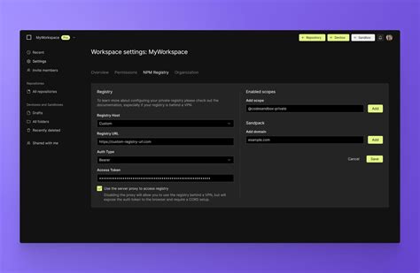 Custom Npm Registry Codesandbox