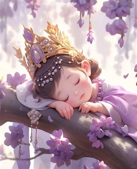 古风可爱小女孩趴在树上睡懒觉女生头像 Ai古装女孩动漫微信头像