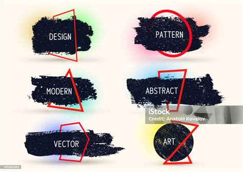 배너 말풍선 포스터 및 스티커 개념 검정 잉크 얼룩 및 텍스트가 있는 브러시 스트로크 스타일 폭발 디자인 말풍선 배너 메시지 포스터 웹 벡터 그림입니다 기포에 대한 스톡