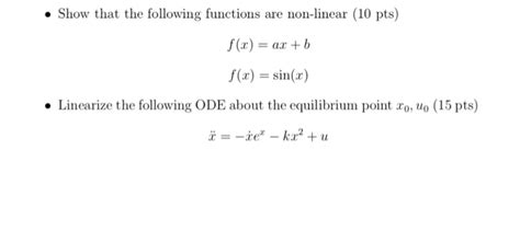 Solved Show That The Following Functions Are Non Linear Chegg