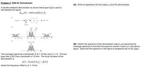 Solved Problem 5 Dsb Sc Demodulator A Write An Expression