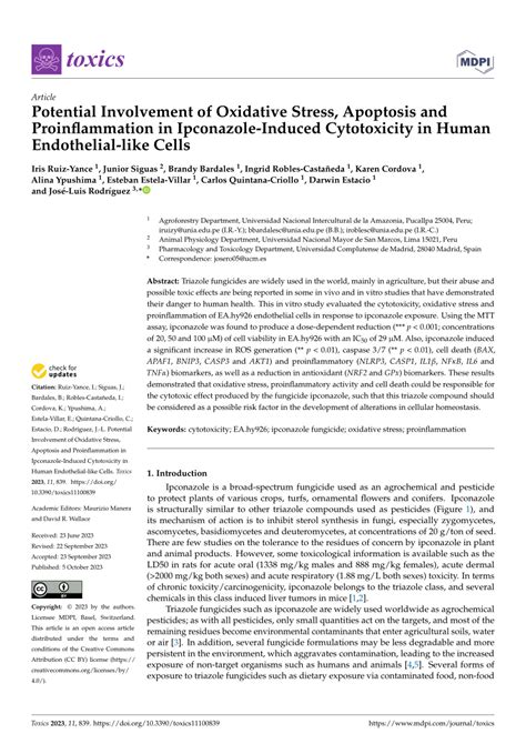 Pdf Potential Involvement Of Oxidative Stress Apoptosis And