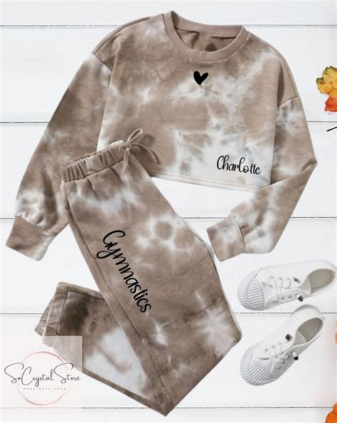 Cropped Tie Dye Long Sleeves And Pants Set Custom Girls Set For Gymnast