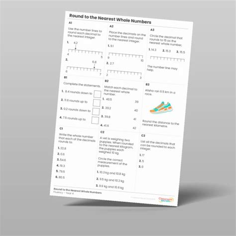 Year 4 Round To The Nearest Whole Numbers Fluency Matrix Resource