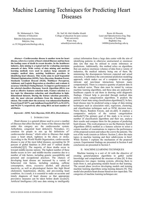 Pdf Machine Learning Techniques For Predicting Heart Diseases
