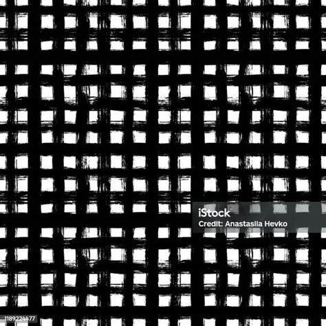 그런 지 그리드 벡터 원활한 패턴입니다 검은 색 교차선과 줄무늬 지저분한 줄무늬 끝없는 장식 거친에 대한 스톡 벡터 아트 및 기타 이미지 Istock