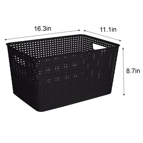 Black Rectangle Crossover Weave Storage Basket Extra Large