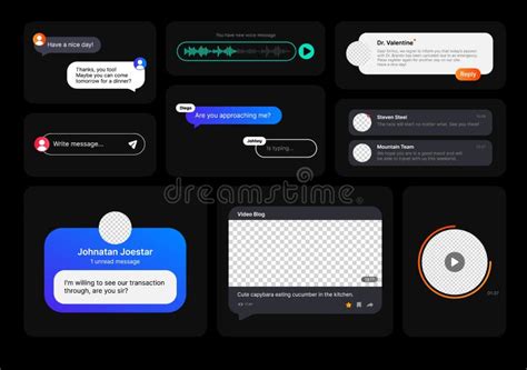 Big Set Of Incoming Messages And Notifications Illustrations Social Media Ui In Minimalistic