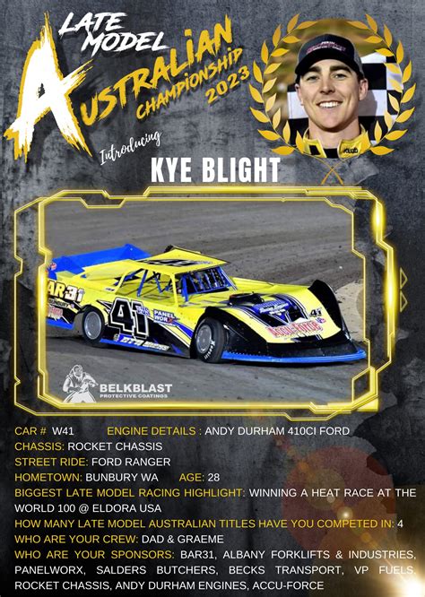 🔸the Belkblast Protective Late Model Racing Victoria