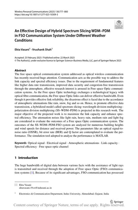 An Effective Design Of Hybrid Spectrum Slicing Wdmpdm In Fso