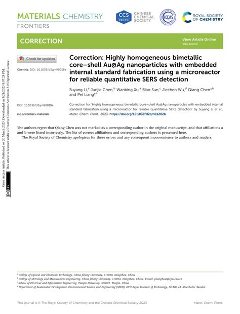 Pdf Correction Highly Homogeneous Bimetallic Coreshell Auag Nanoparticles With Embedded