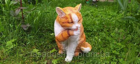 Купить Садова фігура Кіт рижий лиже лапу цена 888 ₴ — Prom Ua Id 1425047152