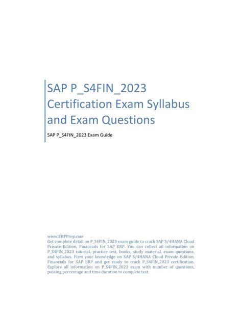 Ppt Sap P S4fin 2023 Certification Exam Syllabus And Exam Questions Powerpoint Presentation