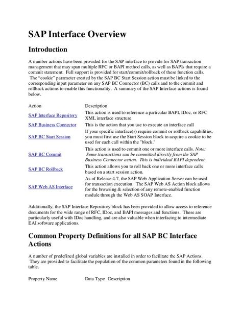 Sap Interface Overview