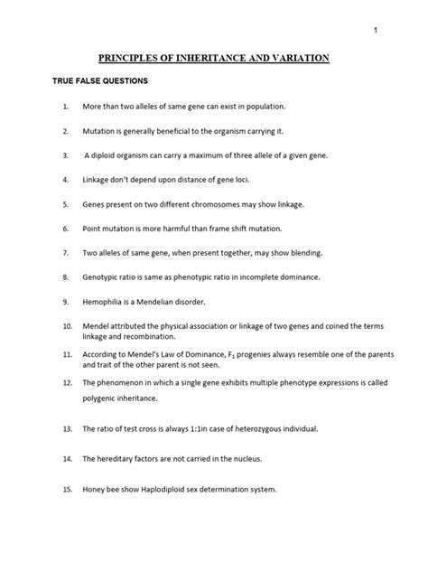 5 principles of inheritance and variation true false pdf dominance