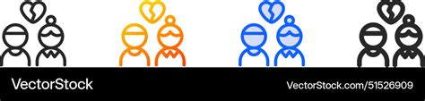 Couple Iconthin Linear Gradient Blue Stroke Vector Image