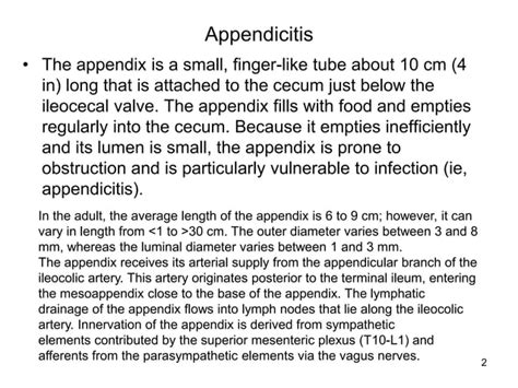 Appendicitis Pathophysiology And Its Management Ppt