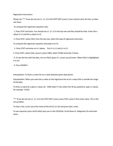 Regression Instructions