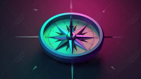 Low Poly Compass Icon Sa 3d Cartoon Style Isang Nakamamanghang
