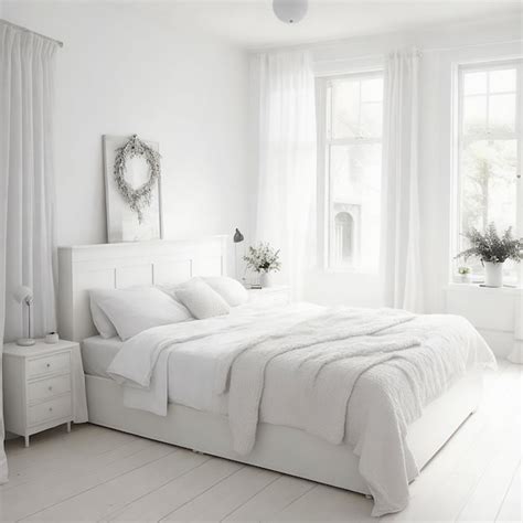 Premium Photo Clean White Bedroom
