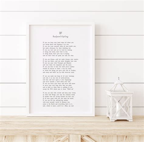 If Poem By Rudyard Kipling Ready To Frame Art Print Etsy