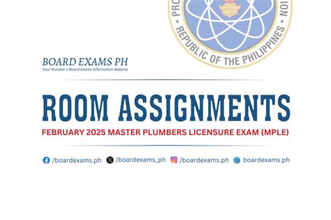 Room Assignment February 2025 Master Plumbers Licensure Exam Mple