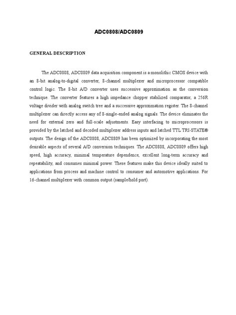 Adc0808 Adc0809 General Description Pdf Analog To Digital Converter Electronic Circuits