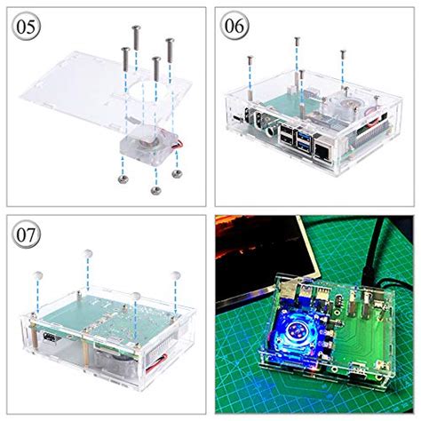GeeekPi Acrylic Raspberry Pi Set Top Box Kit Raspberry Pi 4 Case With 4010 Fan 5V Blue LED