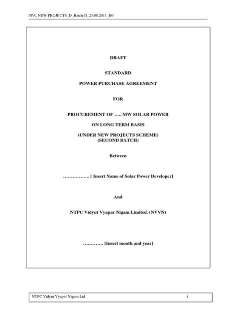 Ppa Format India Invoice Solar Power