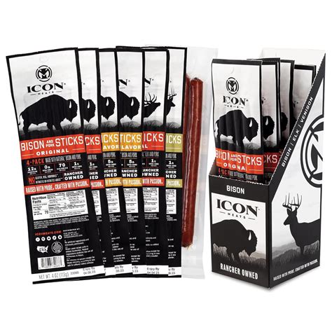 Icon Meats Snack Sticks Sampler 6 Pack High Protein Snacks Assorted Bison Elk