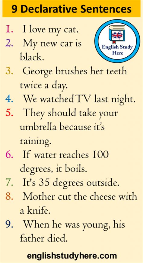 9 Declarative Sentences Examples Of Declarative Sentences English