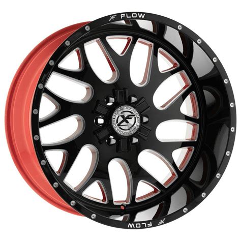 20x10 Xfx Flow Xfx 301 6x135 6x55 Gloss Black And Milled With Red Inner