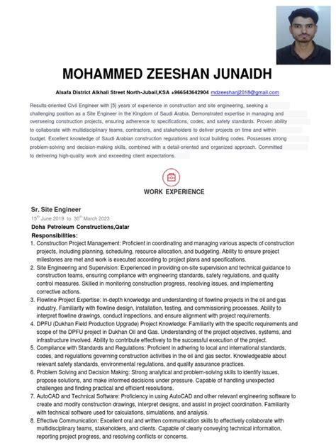 zeeshan civil site engineer 7 years gulf experience pdf project