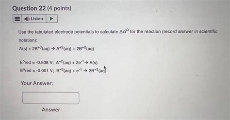 Solved Use The Tabulated Electrode Potentials To Calculate