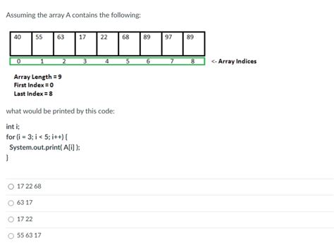Solved Assuming The Array A Contains The Following 40 55 63