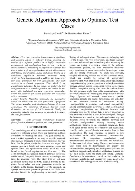 Pdf Genetic Algorithm Approach To Optimize Test Cases