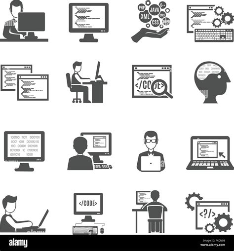 Programmer Icons Set Stock Vector Image Art Alamy