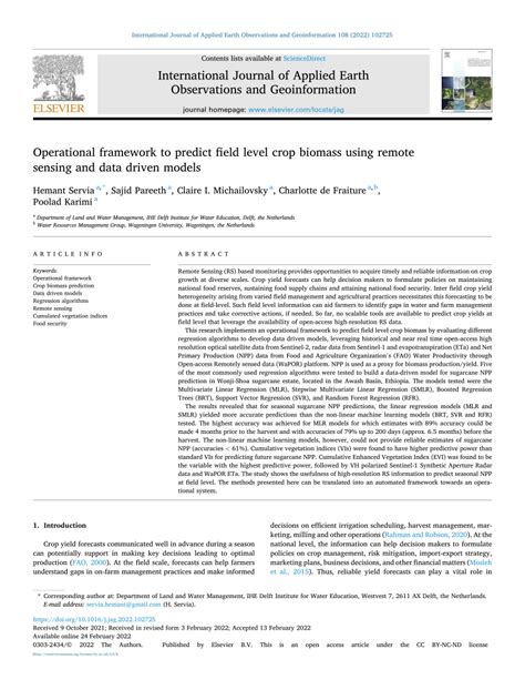 pdf operational framework to predict field level crop biomass using