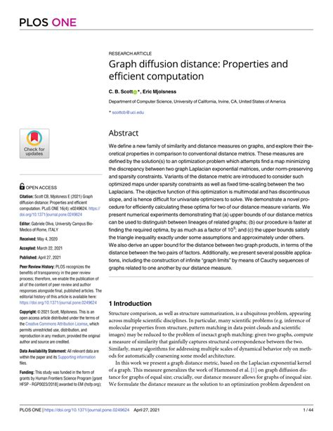 Pdf Graph Diffusion Distance Properties And Efficient Computation