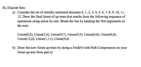 Solved 11 Disjoint Sets A Consider The Set Of Initially
