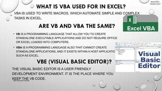 Ms Excel Vba Basic Concepts Excel VBA Training PPTX
